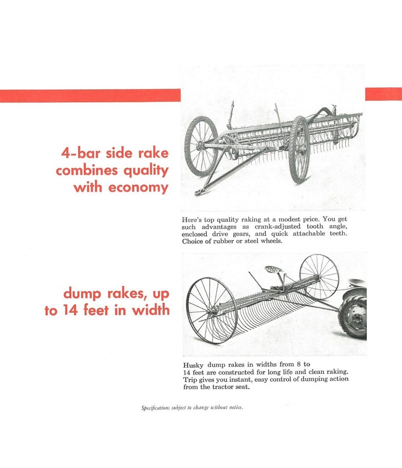 International McCormick Nos. 5 11 15 Hay Rakes 3 pt Fast Hitch Color ...