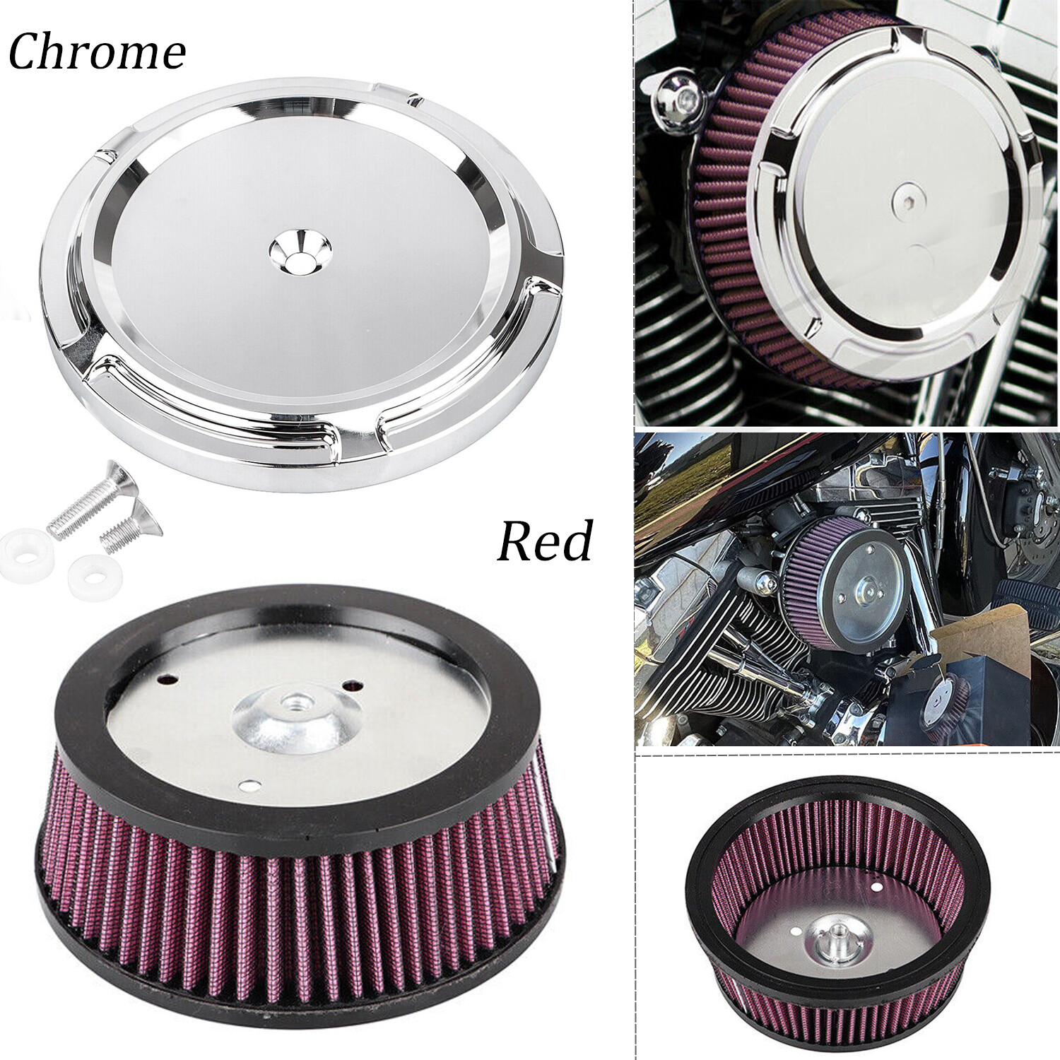 Big Sucker Air Filter Cleaner Cover Chrome+Element For Harley Road ...
