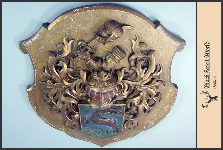 German Wooden Wall plaque coat of arms, german woodcarving 1880-1910 | eBay