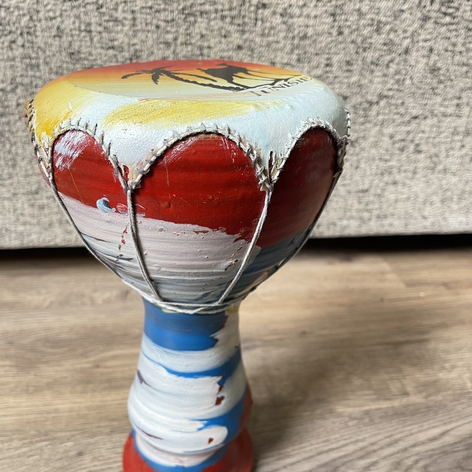 Hand Painted Ceramic BONGO DRUM From Tunisia Camel Design Height 27cm ...