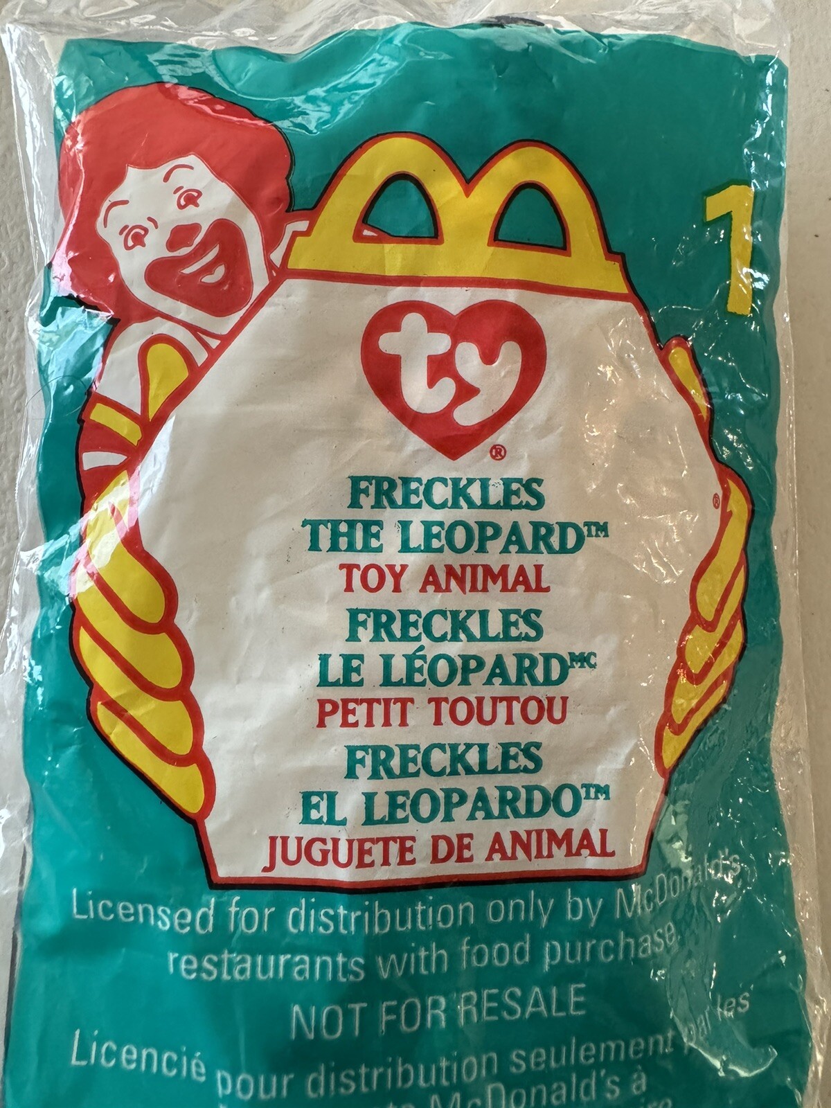 Ty Teenie Beanie Baby FRECKLES The LEOPARD #1 McDonald's Happy Meal Toy ...
