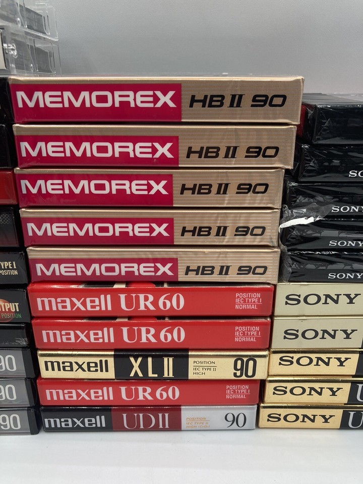 HUGE LOT 32 BLANK Cassette Tapes Sony TDK Maxwell Memorex Etc. Assorted ...