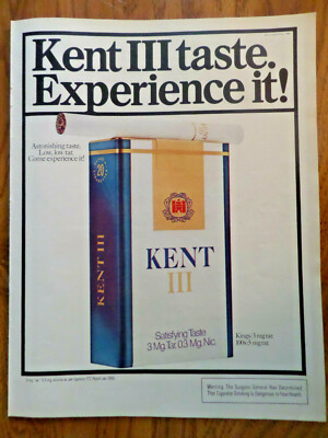1980 Kent III Cigarette Ad Experience It | eBay