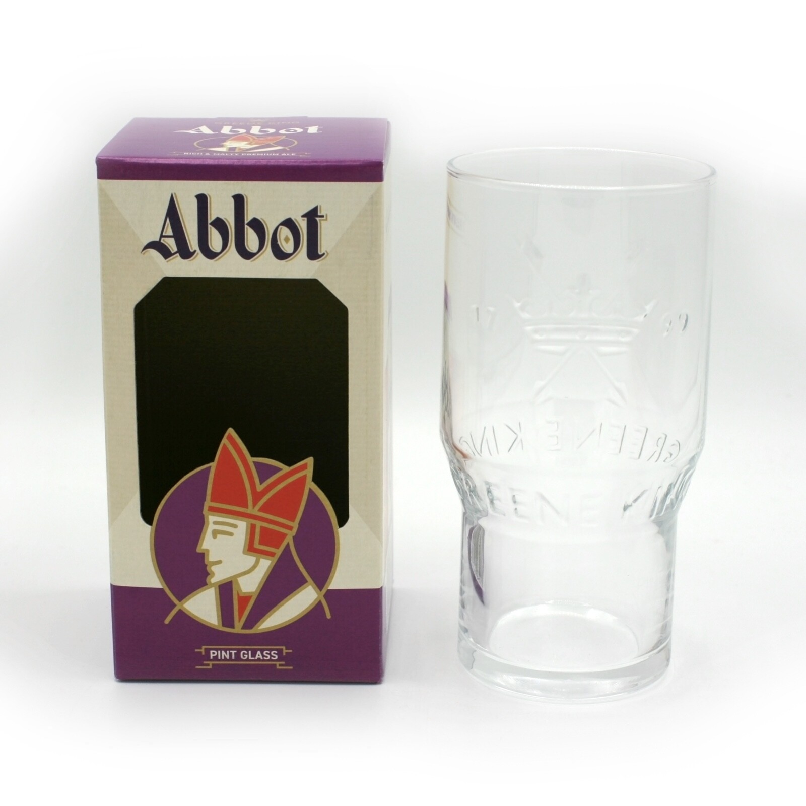 Greene King 1799 Abbot Ale Embossed Pint Glass 20oz Brand New Boxed Man ...