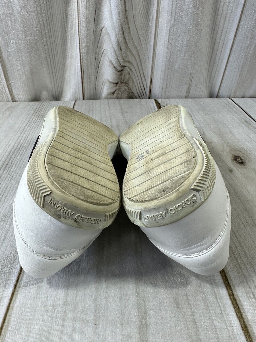 GIORGIO ARMANI Mens 9.5 Leather Fashion Sneakers Shoes White GIORGIO ARMANI Mens 9.5 Leather Fashion Sneakers Shoes White