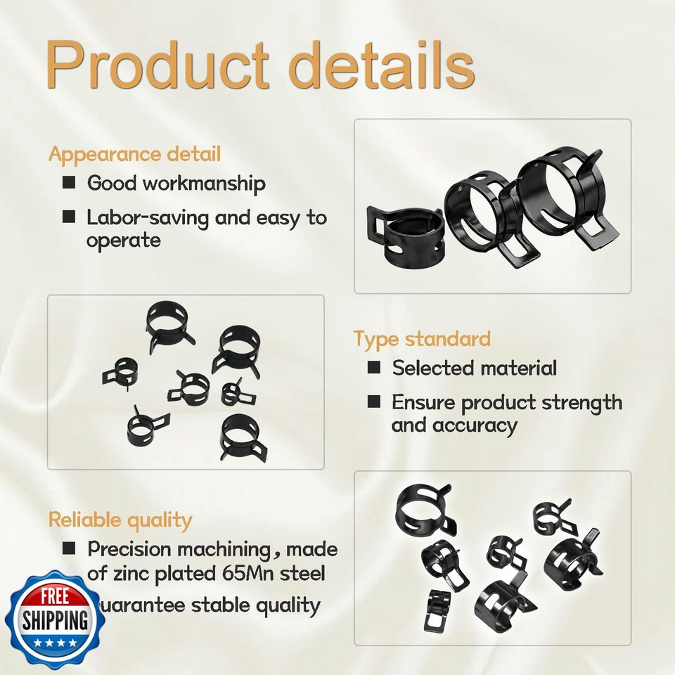 84PCS 7-17mm Fuel Line Hose Clamps Spring Clamp Firmware Silicone ...