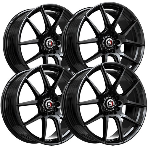 (Set of 4) Spec-1 SP-71 18x8 4x100/4x4.5" +38mm Gloss Black Wheels Rims ...