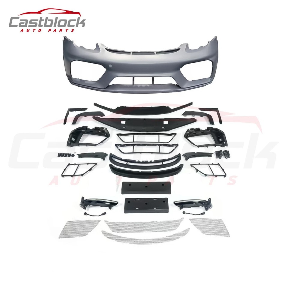 Fit 2013~2016 Porsche 981 Boxster Cayman GT4 Style Front Bumper + DRL w ...
