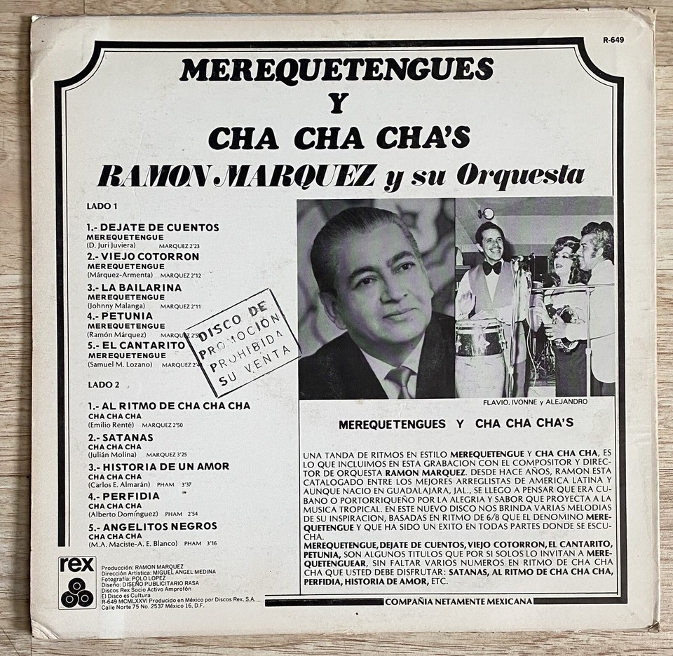 MEREQUETENGUES CHA CHA CHA'S RAMON MARQUEZ y su Orquesta LP Latin Mexico VG | eBay