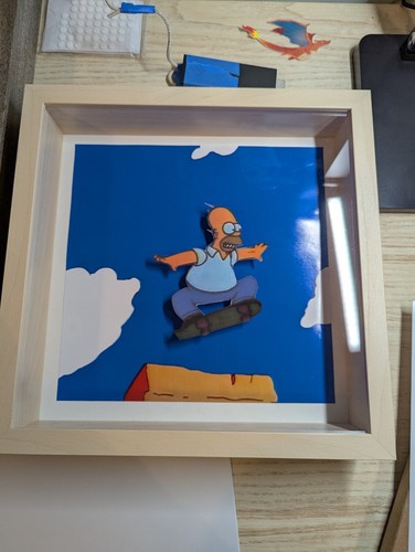 Simpsons Homer Framed Shadowbox Scene - Jumping the Gorge, For A Wall ...