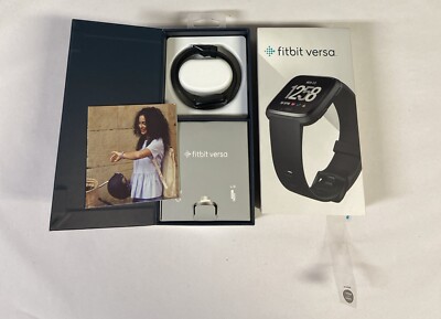 Fitbit Versa Smartwatch Black Small + Large Bands FB504 New Open Box ...
