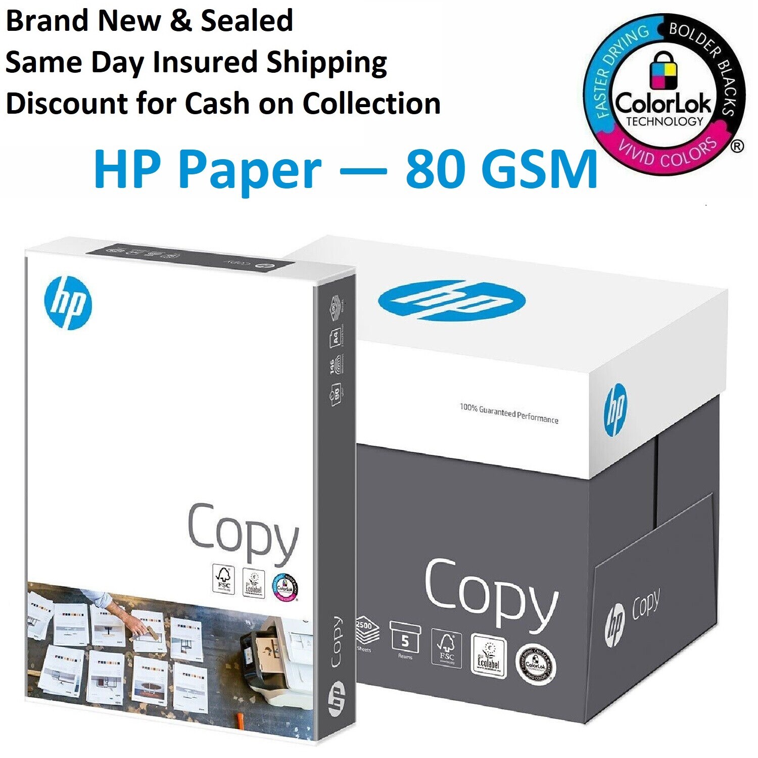 HP A4 Paper White Plain Printer Paper Copier Paper - Box of 5 Reams ...
