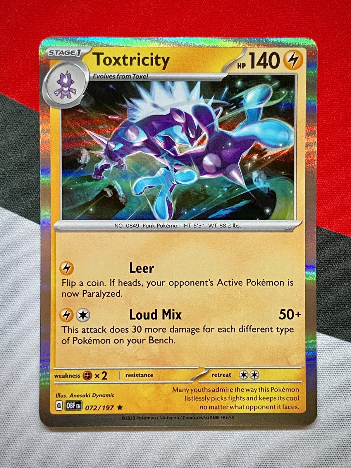 Toxtricity Holo Rare 072/197 OBF Obsidian Flames Pokémon PACK FRESH | eBay