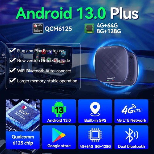 Android 13 Auto Wireless CarPlay AI TV Box QCM6125 8-Core Split Screen ...