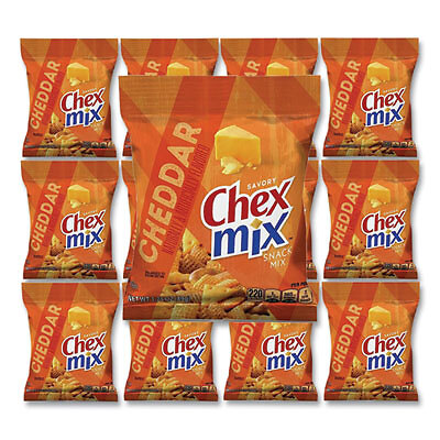 Chex Mix Snacks, Cheddar, 3.75 oz Bag, 8/Carton OFXSN14839 MILLS Chex ...