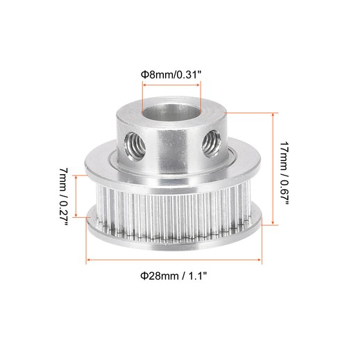 Timing Pulley Aluminium Synchronous Wheels with Screw 40 Teeth 8mm Bore ...