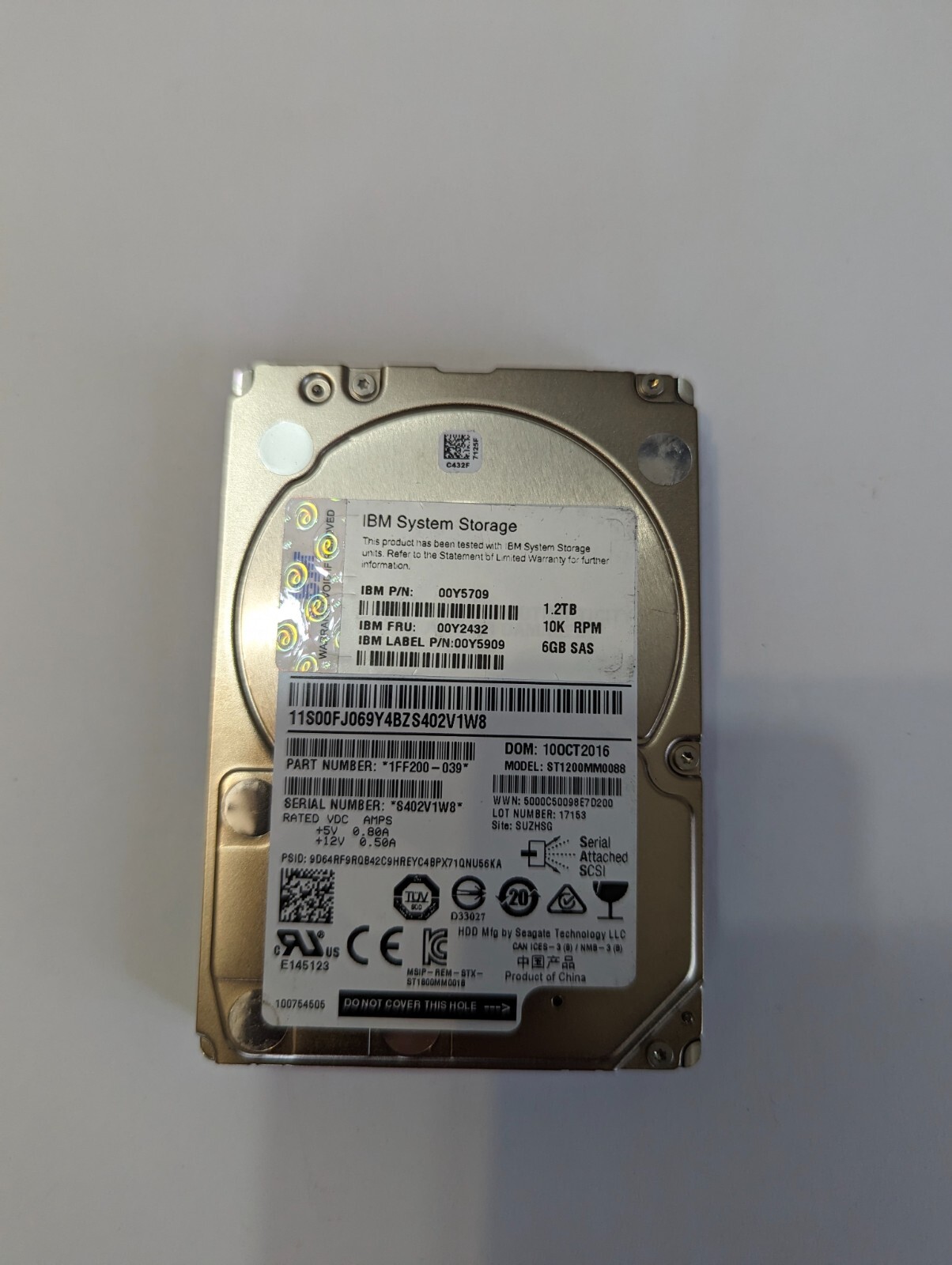 Cheap IBM System Storage ST1200MM0088 1.2TB SAS 10K 6GB 2.5" IBM P/N ...