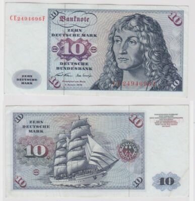 T147094 Banknote 10 DM Deutsche Mark Ro. 270b Schein 2. Jan. 1970 KN CE ...