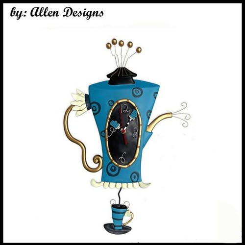 Stunning COZY TIME Coffee Tea Designer Pendulum Wall Clock by Allen ...
