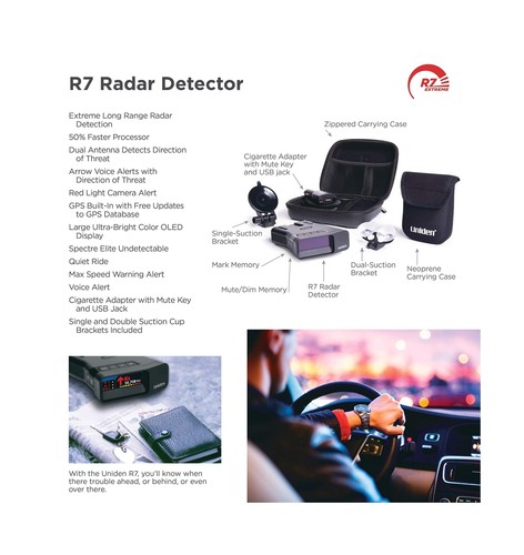 Uniden R7 EXTREME LONG RANGE Laser/Radar Detector, Built-in GPS w/ Real ...