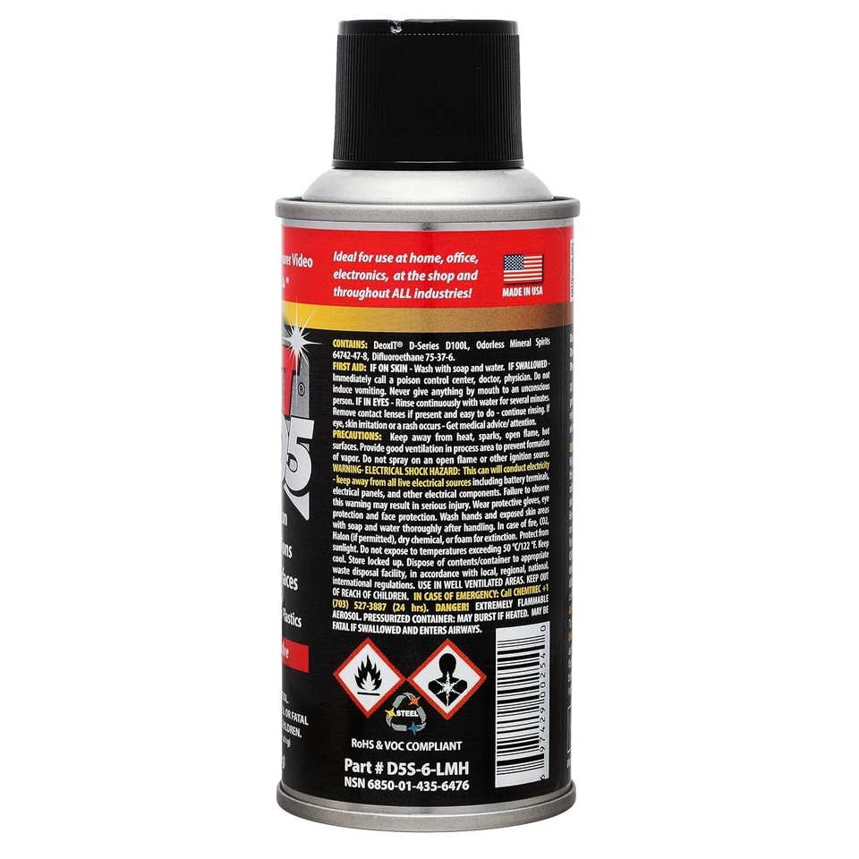 Hosa D5s6 Deoxit Contact Cleaner 5 Oz Spray Improves Electrical ...