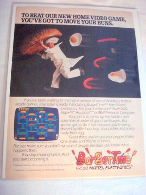 1983 Color Ad Mattel Burgertime Video Game For the Atari 2600 | eBay