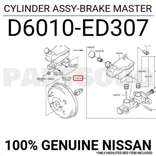 D6010ED307 Genuine Nissan CYLINDER ASSY-BRAKE MASTER D6010-ED307 | eBay