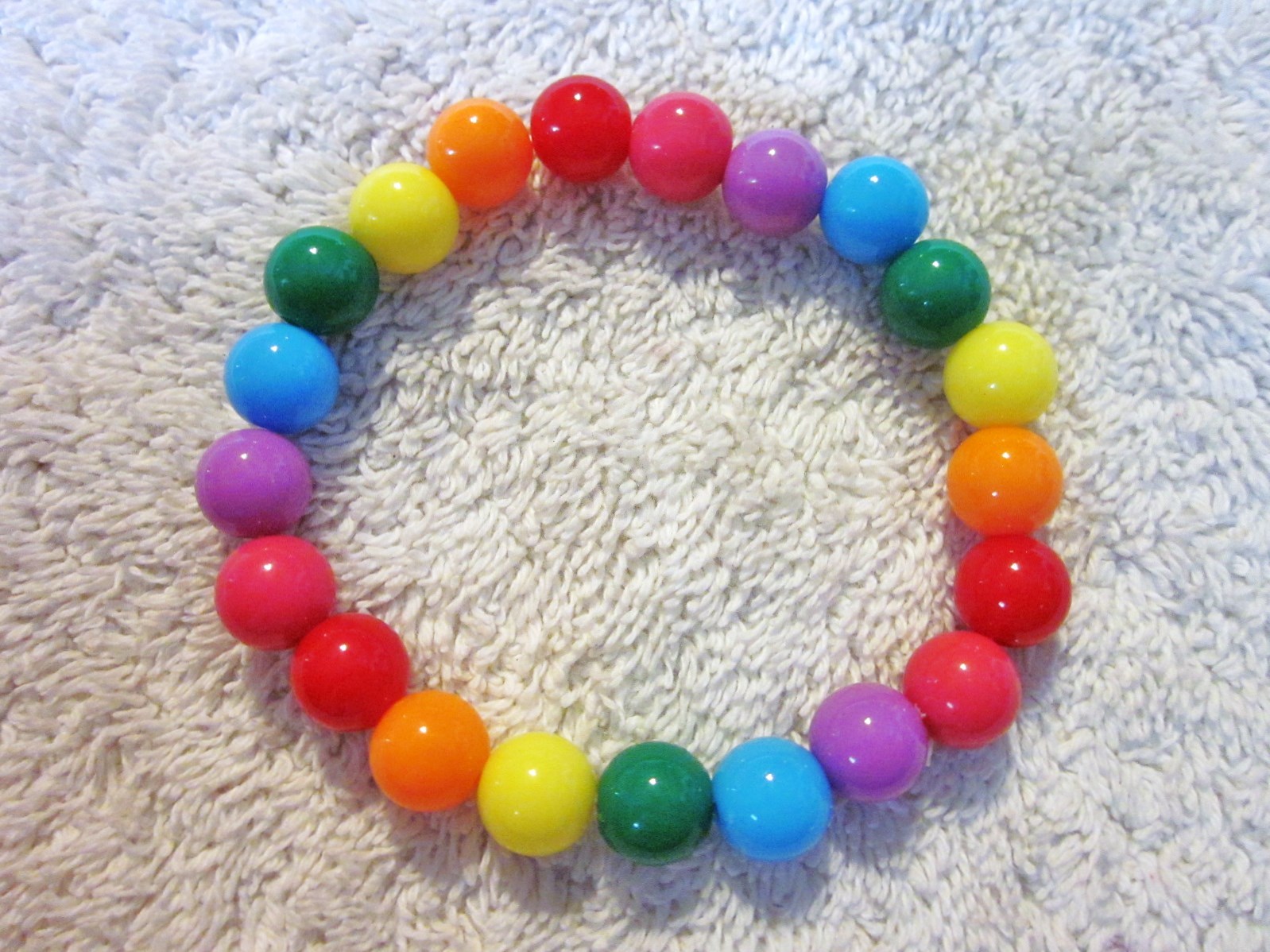 TWO (2) COLORFUL "RAINBOW of COLORS" STRETCHABLE BEADED BRACELETS 7 ...