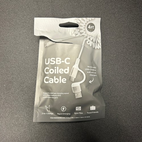 New Bytech 4 Foot USB-C Coiled Cable | eBay