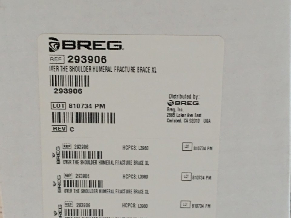 BREG 293906 Over Shoulder Humeral Fracture Brace XL ***FREE SHIPPING ...