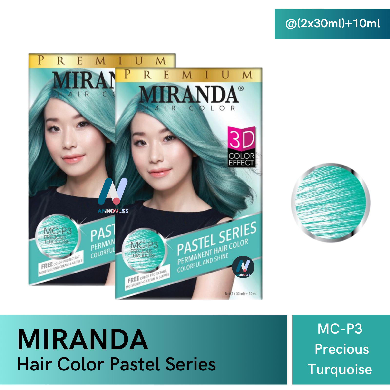 2X MIRANDA 3D Permanent Hair Dye Shine Color Pastel #MC-P3 Precious ...