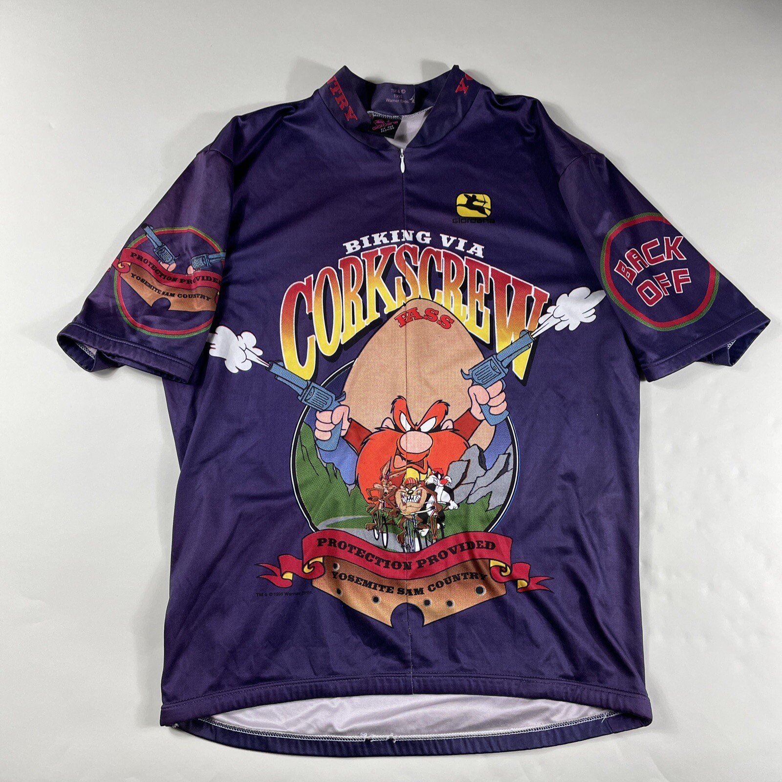 Vintage 1995 Yosemite Sam Biking Via Corkscrew Zip Up… - Gem