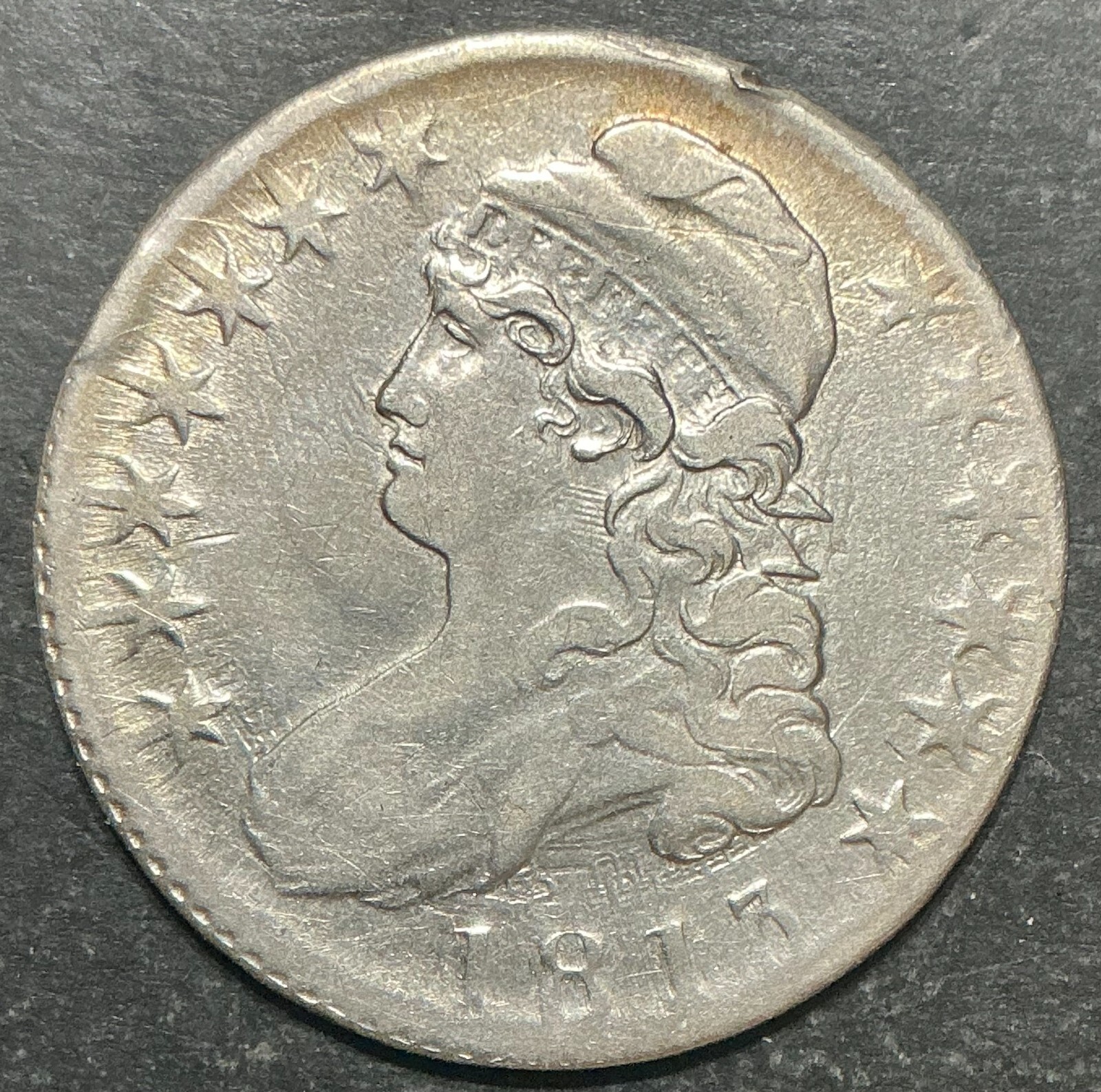 FULL LIBERTY 1813 CAPPED BUST HALF DOLLAR 50c O-110 Die Clash Estate ...
