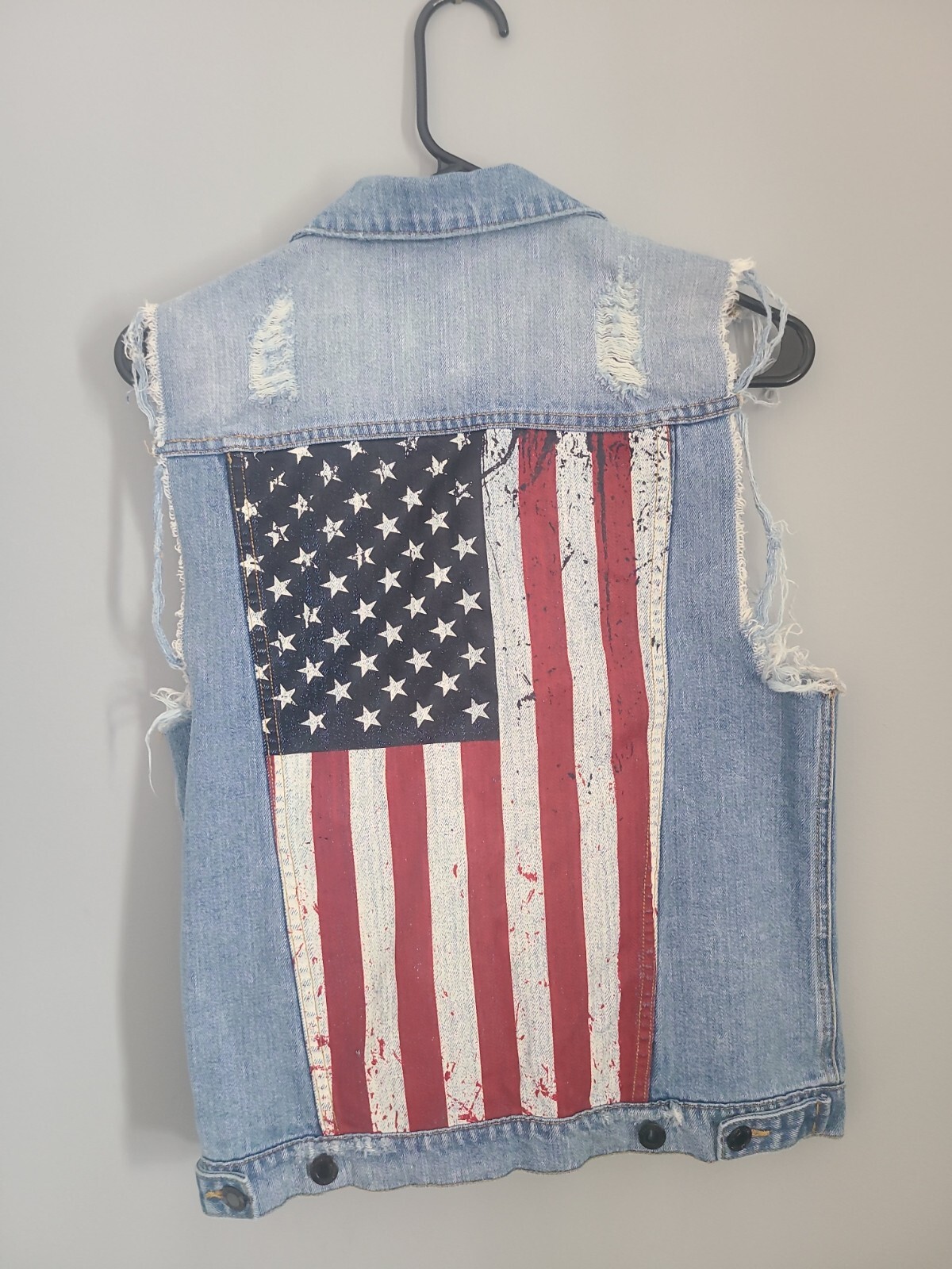 KITTENISH American Flag Denim Vest Small - Gem