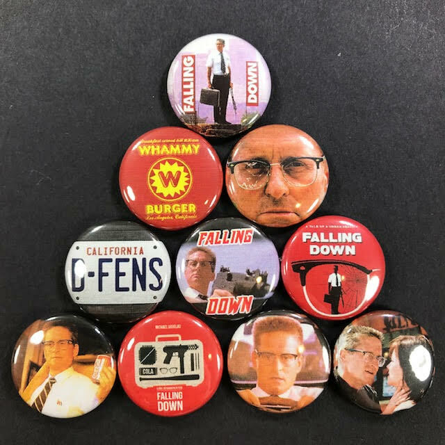 Falling Down 1" Button Pin Set Action Los Angeles Michael Douglas ...