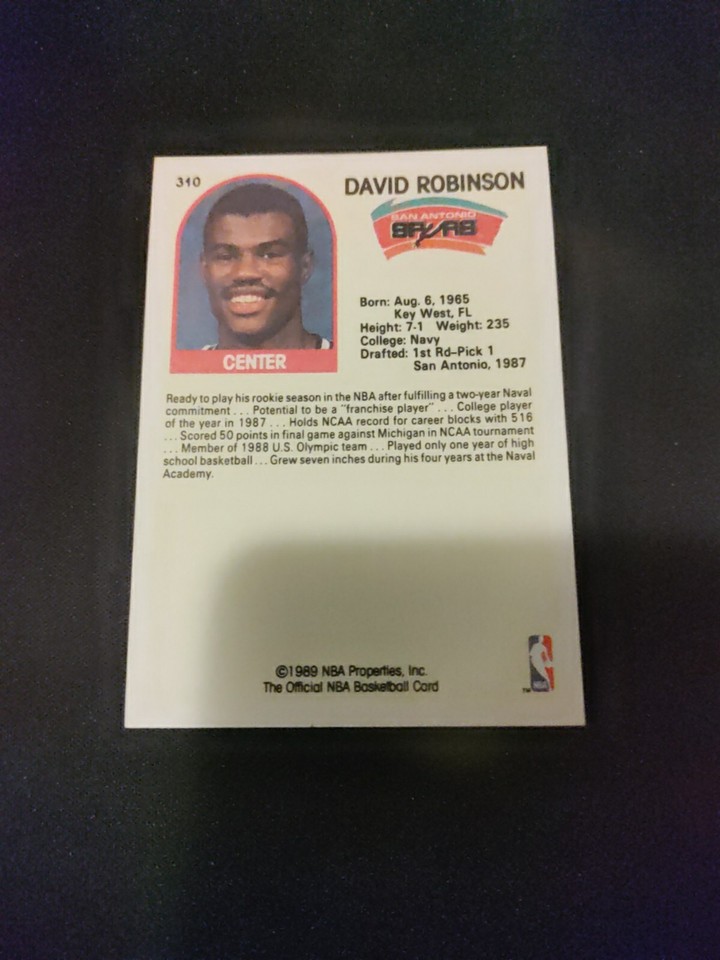 David Robinson 1989 NBA Hoops Rookie Card #310 (D) | eBay