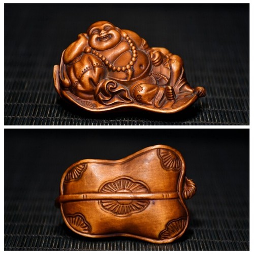 antique wooden carving piece wood Plaything carved fat buddha statue ...