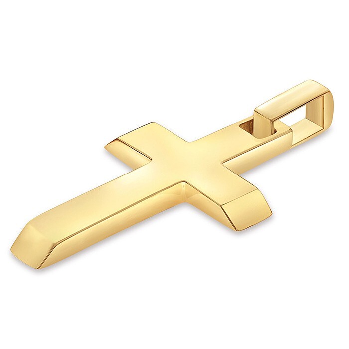 18k Gold Bevel-edged Cross Pendant For Men - Made in USA | eBay
