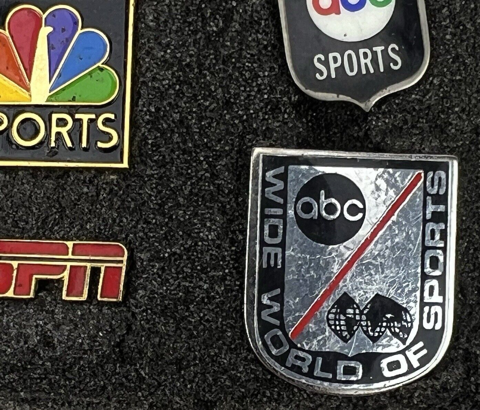 Vintage collection of 9x SPORTS TV Broadcast Lapel Pins - ABC, CBS, NBC ...