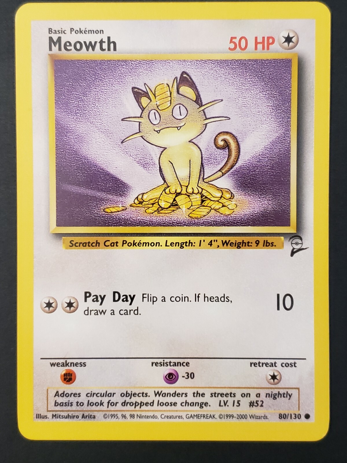 80/130 MEOWTH - Base Set 2 - Pokémon TCG Card - Unlimited Edition M/NM ...