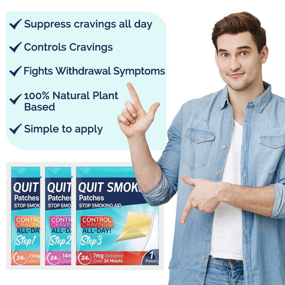 60 Count Nicotine Patches Step 1 2 3 - 21mg 14mg 7mg Stop Smoking Aid ...