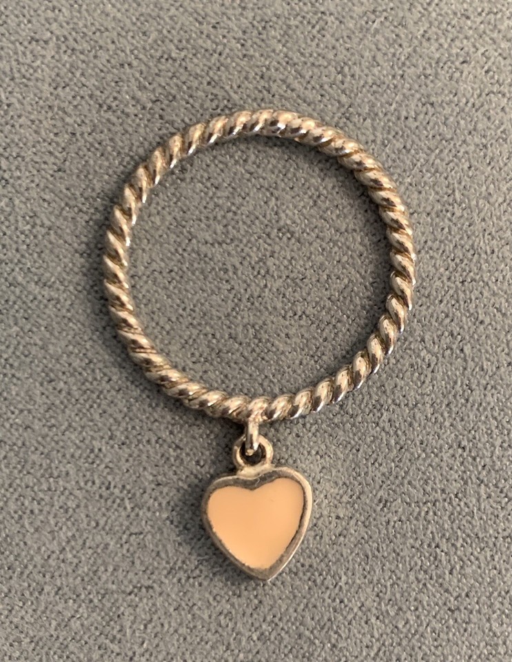 Silver plated rope style ring with 2-sided heart charm, size 9 | eBay