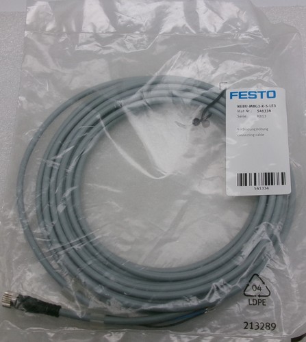 TWO (2) Festo NEBU-M8G3-K-5-LE3 Mat-Nr.: 541334 Serie: K813 cables ...