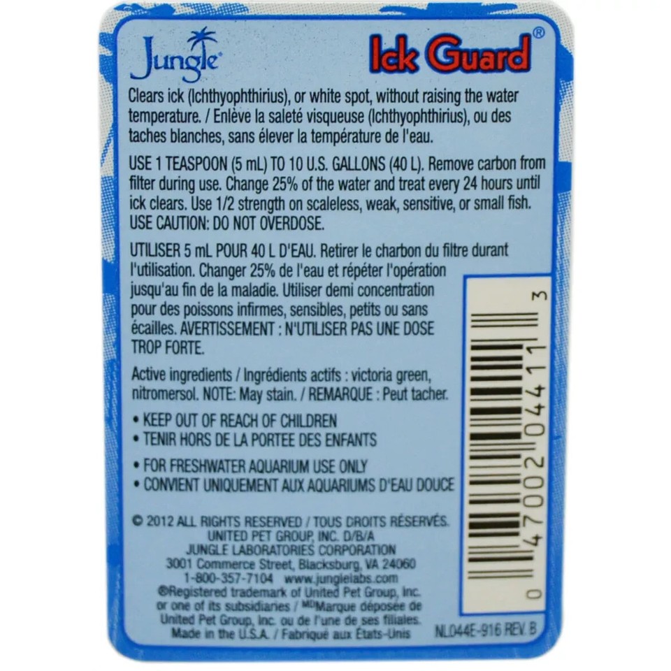 Jungle Ick Guard Liquid Remedy Fish Aquatic Aquarium 2oz/59ml SET OF 2 ...
