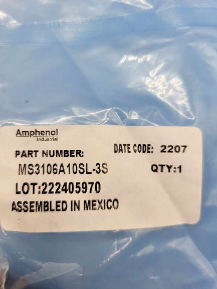 Amphenol MS3106A-10SL-3S 3 Position Circular Connector Plug, 0127E | eBay