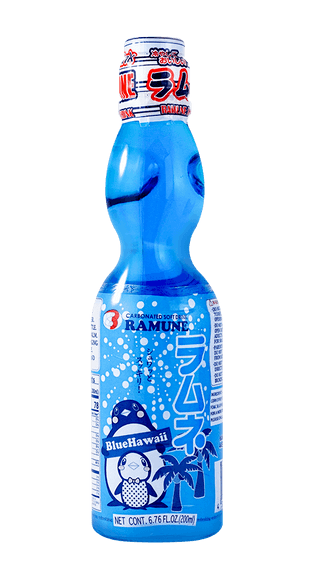 (24 Pack) Japan Refreshing Blue Hawaii Ramune Fun Glass Marble Soda, 6. ...