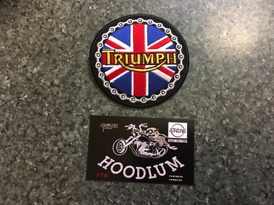 Triumph motor cycle Sew on biker triumph vest patch & neoprene cooler ...