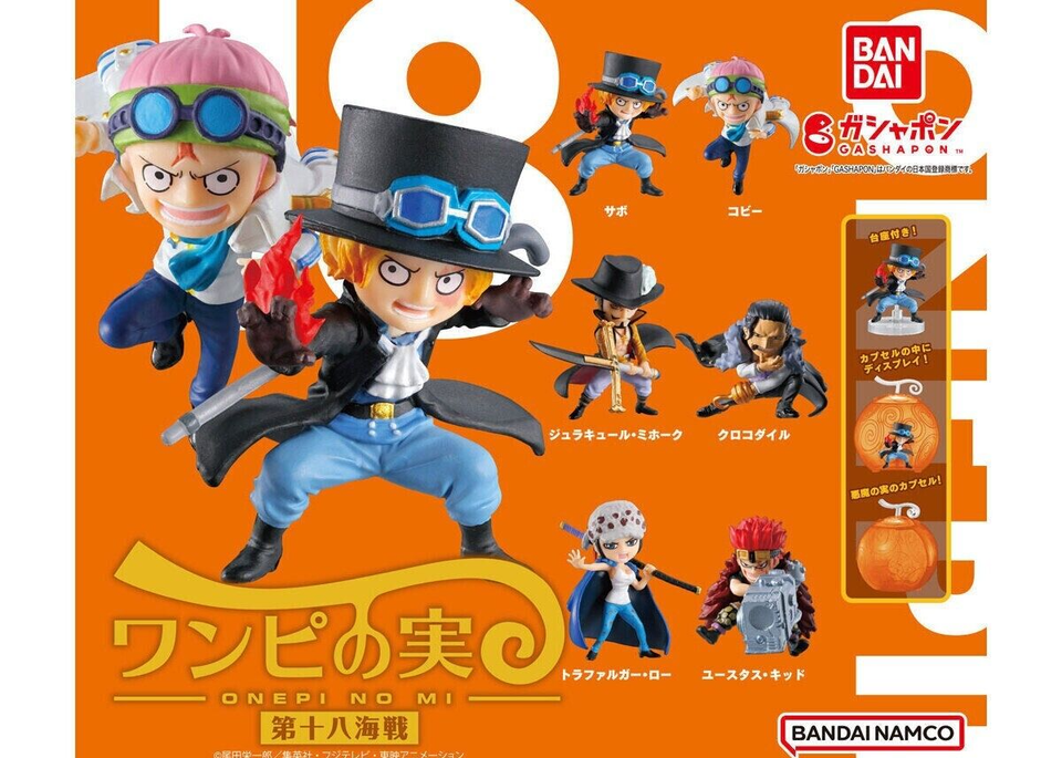 BANDAI One Piece OnePi no Mi 18 Figure 6 Set Sabo Koby Kid Law Mihawk ...