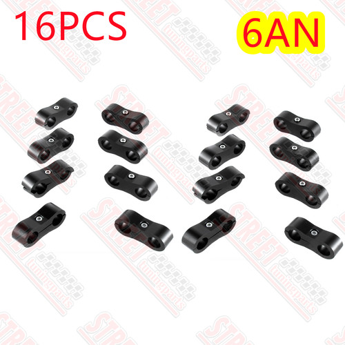 16PCS Hose Separator Clamp Bracket Adapter 6AN Suits Gas Oil Fuel Hose ...