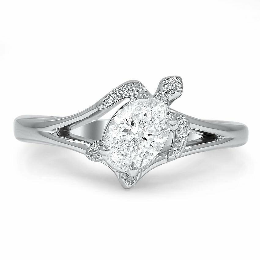 1 CT White Oval Cut Turtle Shape Engagement Ring In 925 Sterling Silver ...
